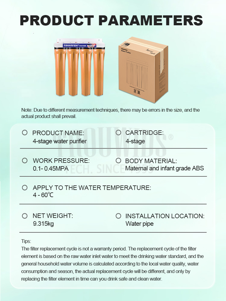 TROUWIDS 20 Inch Deep Well Water Filter Water Purifier Whole House ...