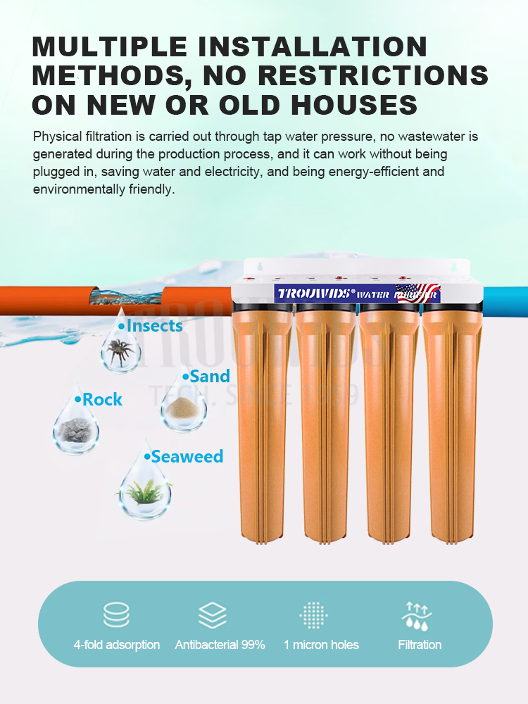 TROUWIDS 20 Inch Deep Well Water Filter Water Purifier Whole House ...