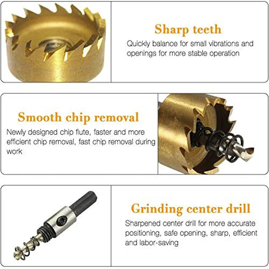 HSS Drill Bit Hole Saw Tooth Set Stainless Steel Metal Alloy Cutter ...