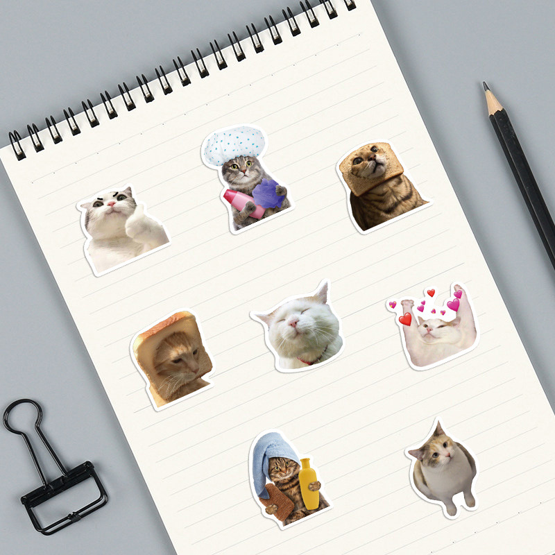 50/100PCS Funny Cat Meme Emoji Stickers – Waterproof Cartoon Decals for ...