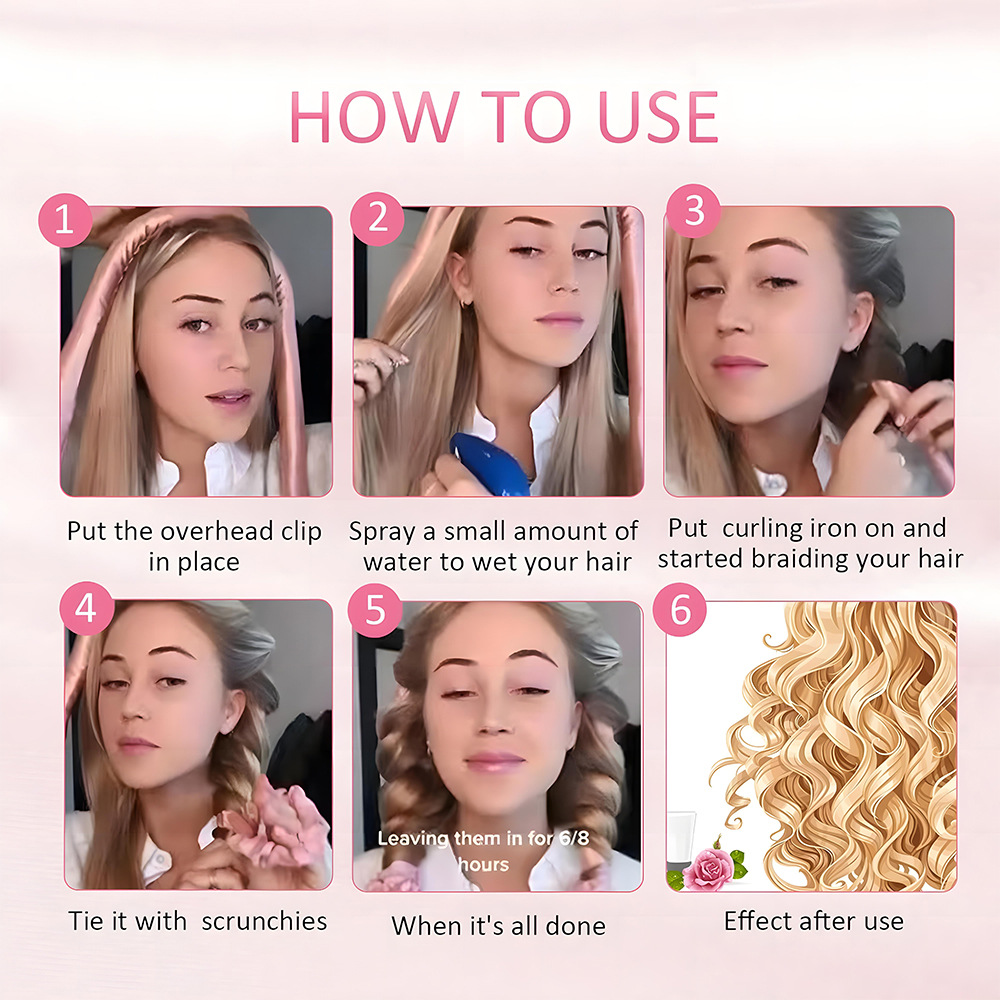 Complete Heatless Curling Kit for Soft Waves – 1 Sponge Roller, 1 Hair ...