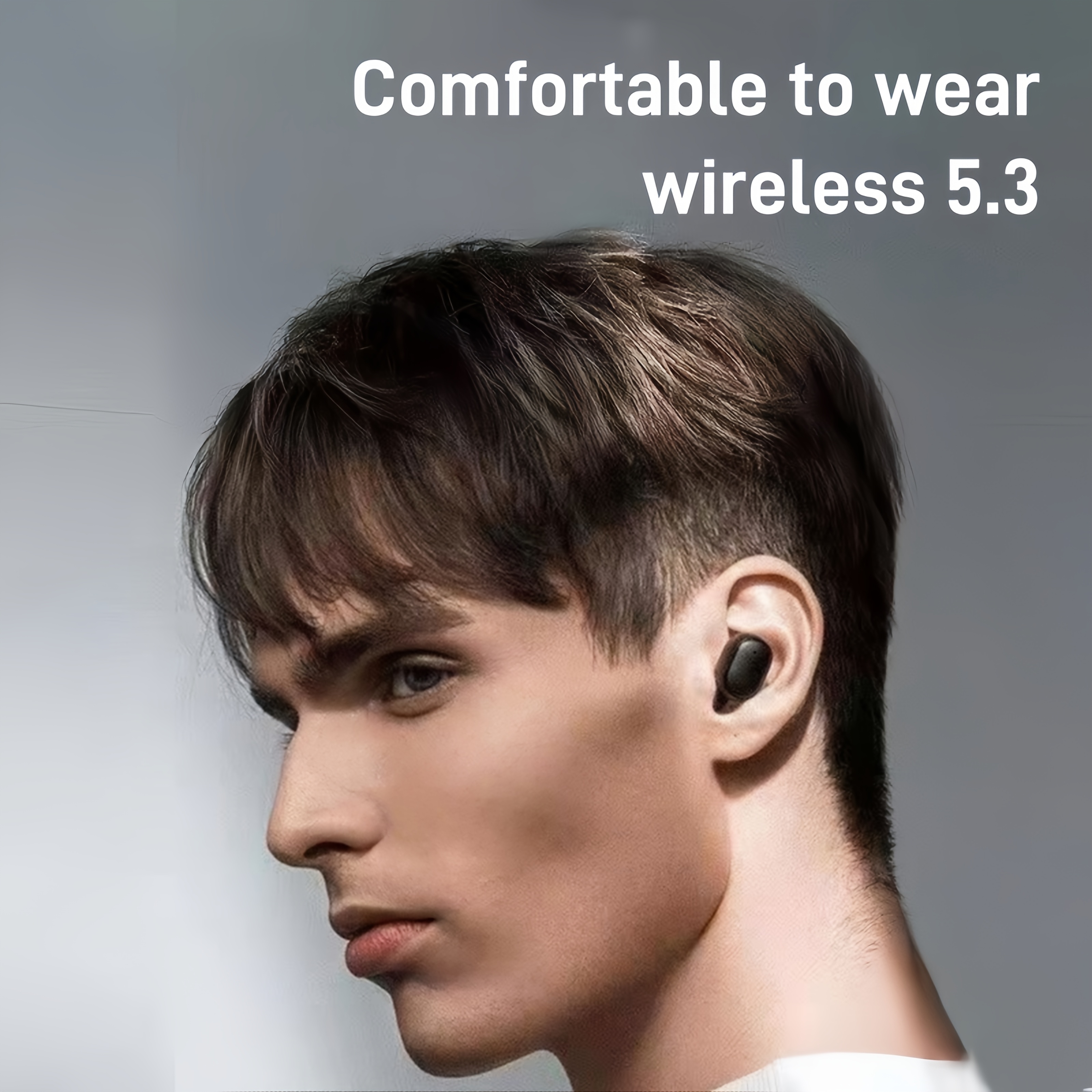 Black TWS Earbuds Wireless Bluetooth Headset with Mic Noice Cancelling ...