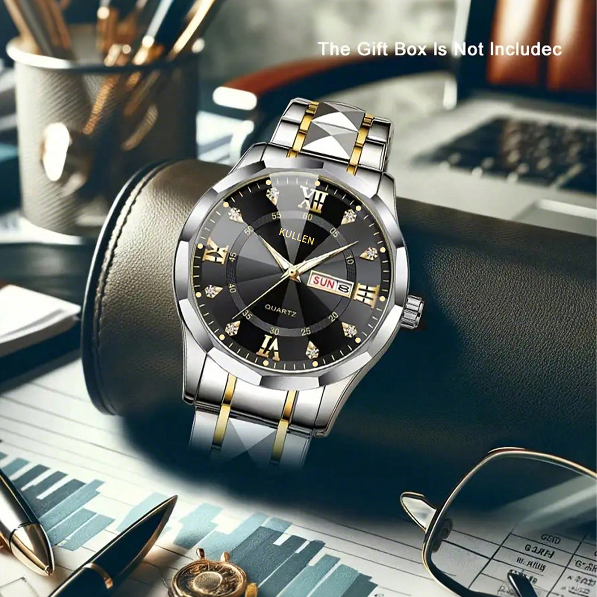 POSHI Premium Men's Watch: Elegant Dual Calendar, Waterproof, Stainless ...