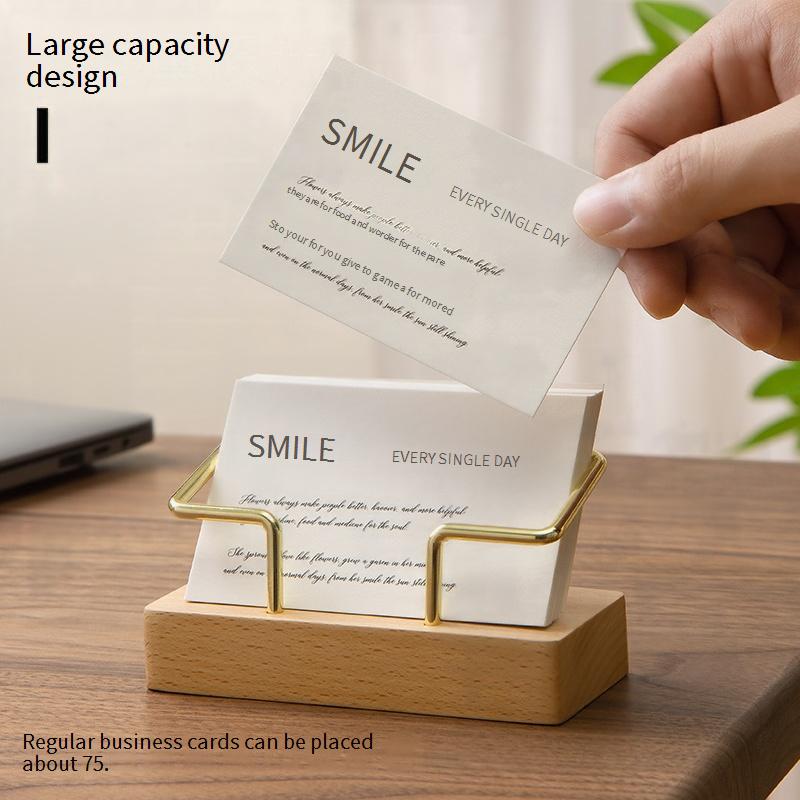 Solid Wood Desktop Business Card Box Hotel Front Desk High-End Metal ...