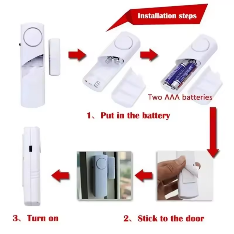 Home Security Alarm Featuring Wireless Magnetic Sensors for Windows and ...