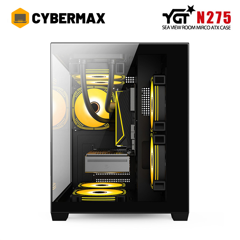 YGT N275 Micro ATX Gaming Pc Case With Tempered Glass Black Desktop ...