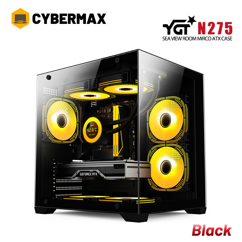 YGT N275 Micro ATX Gaming Pc Case With Tempered Glass Black Computer ...