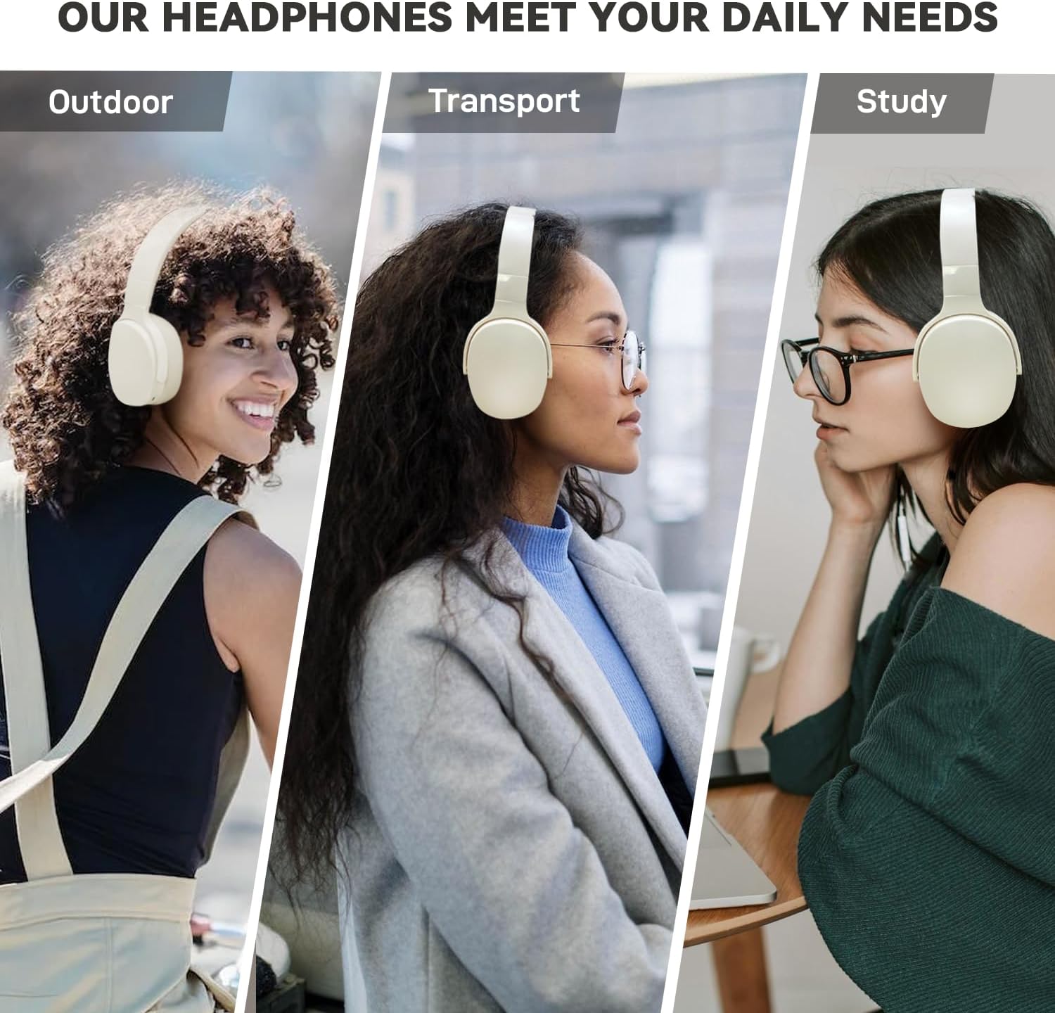 P2961 Headset Bluetooth Headphones Over Ear Wireless 12H Playtime Noise ...