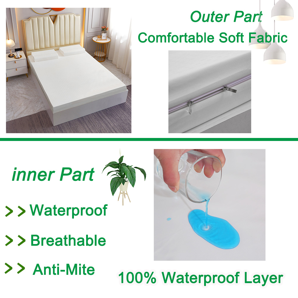 100% Waterproof Foam Cover with Zipper 4/6 Inches Waterproof Bed Sheet ...