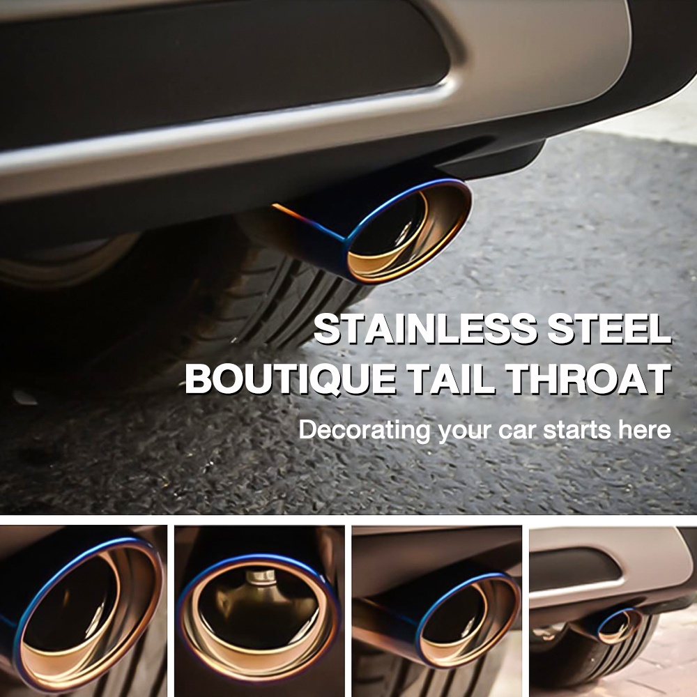 Universal Car Exhaust Muffler Tip Round Stainless Steel Chrome Tail ...