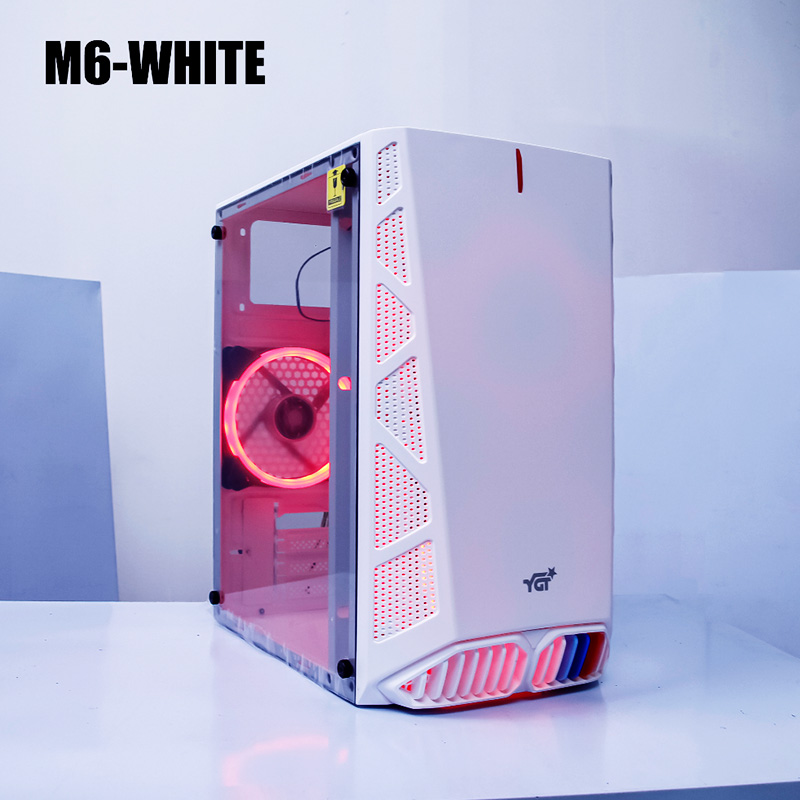 YGT M6 Gaming PC Case Tempered Glass Desktop Computer Case MATX Black ...