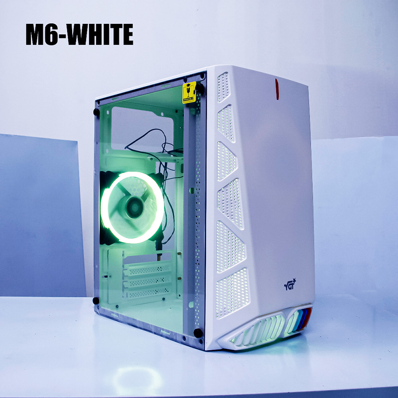 YGT M6 Gaming PC Case Tempered Glass Desktop Computer Case MATX Black ...