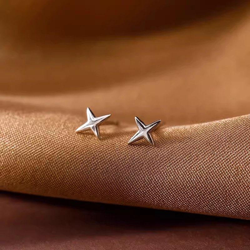 1 Pair Korean Four Point Star Stud Earrings Unisex Hypoallergenic Gift For Her | Shopee Philippines