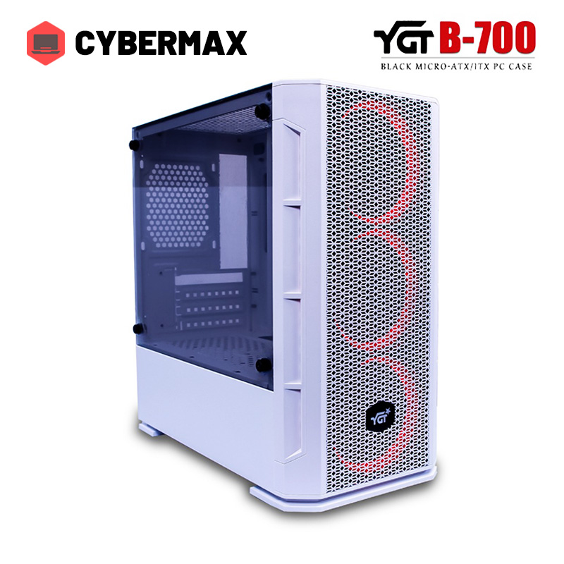 YGT Gaming PC Case Tempered Glass Desktop Computer MATX Case Black and ...