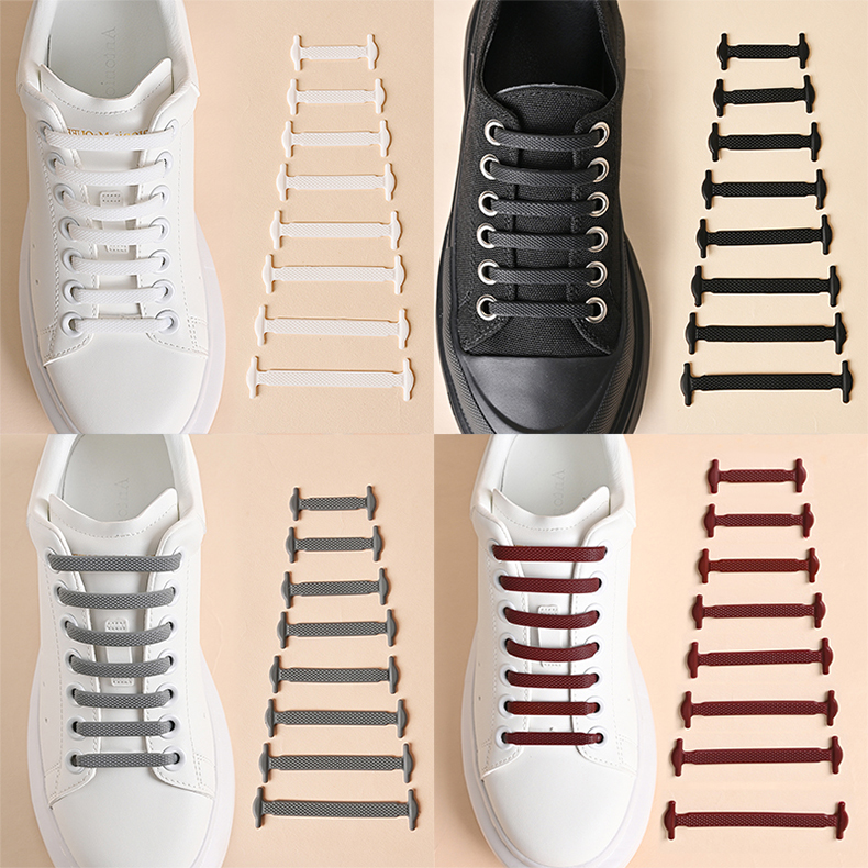 16 Pcs/set Silicone No-Tie Shoelaces Elastic Lazy Rubber Ties for Easy ...
