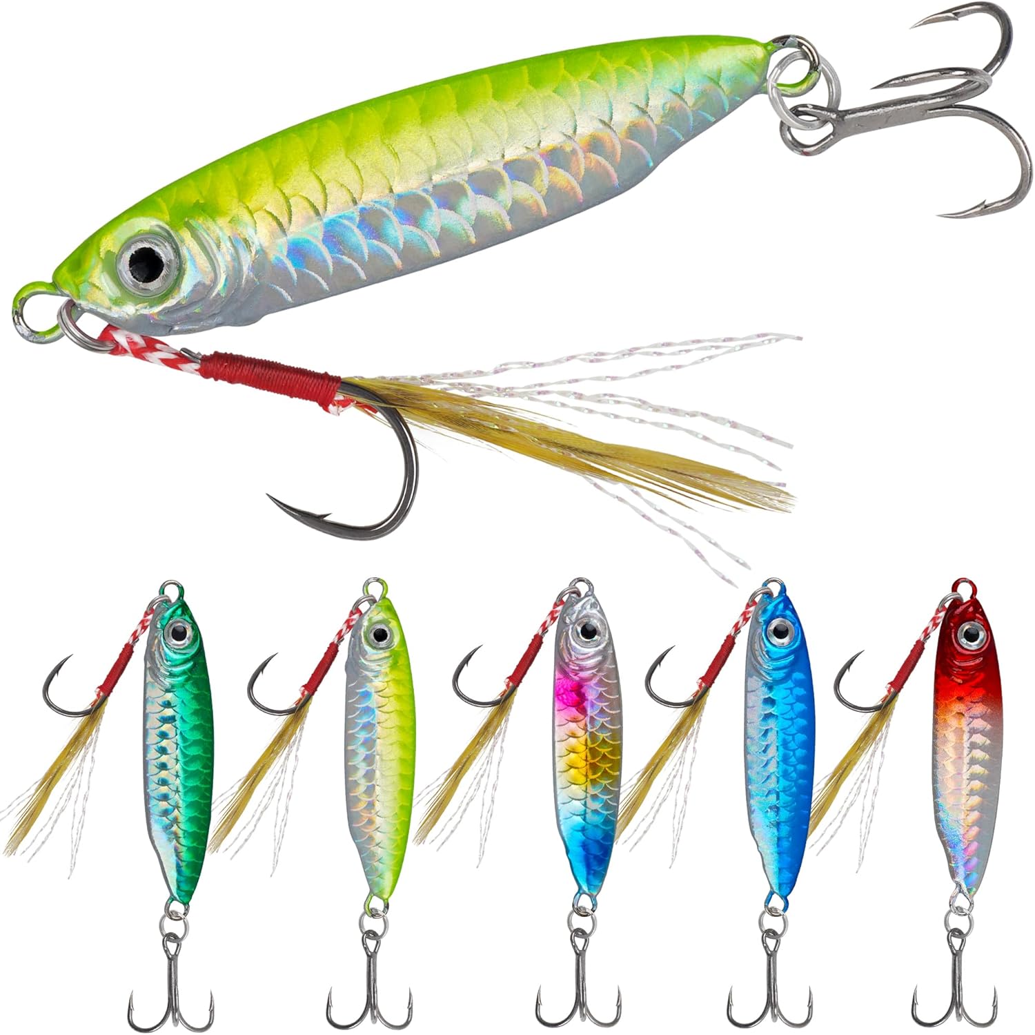 1Pcs Metal Jig Fishing Lure 7g/10g/15g/20g/25g/30g Slow Sinking Jigs 8Colors 3D Eyes Artificial ...