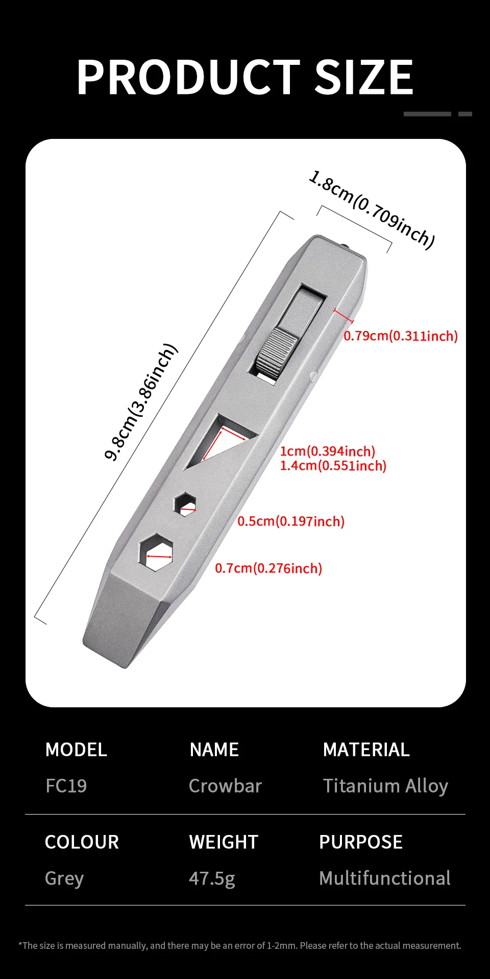 CNEDC Titanium Alloy Pry Bar Screwdriver Crowbar Bottle Opener Crowbar ...