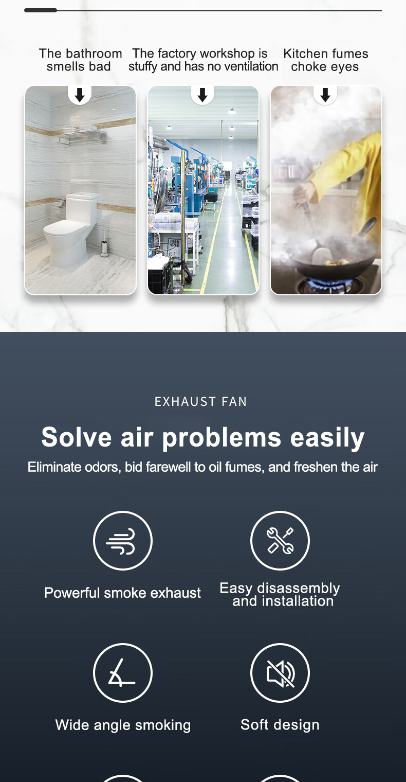 MIDOO Exhaust Fan 8/10/12/14/16/20 inch All-metal Mute Ventilation Fan ...