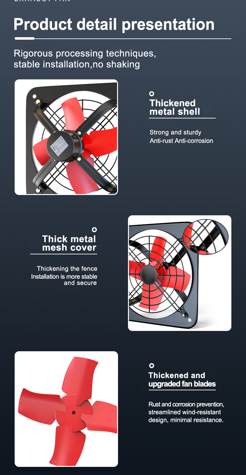 MIDOO Exhaust Fan 8/10/12/14/16/20 inch All-metal Mute Ventilation Fan ...