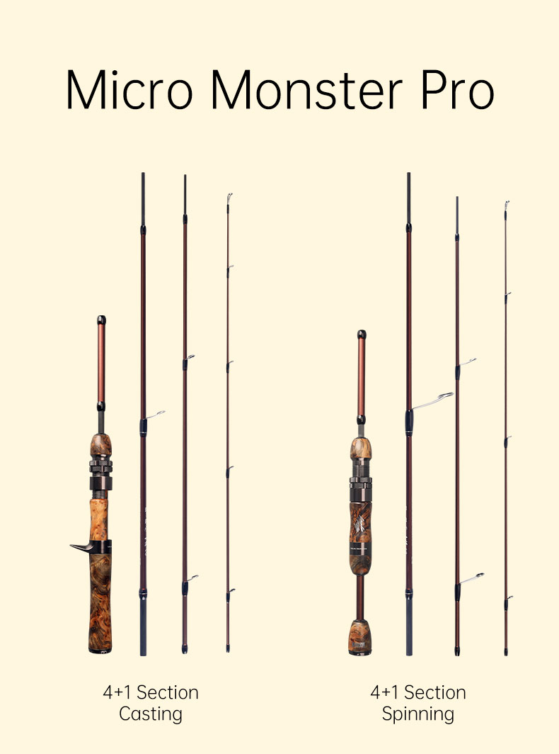Kingdom MICRO MONSTER PRO Fishing Rod 1.55-1.65m 4+1 Section Casting ...