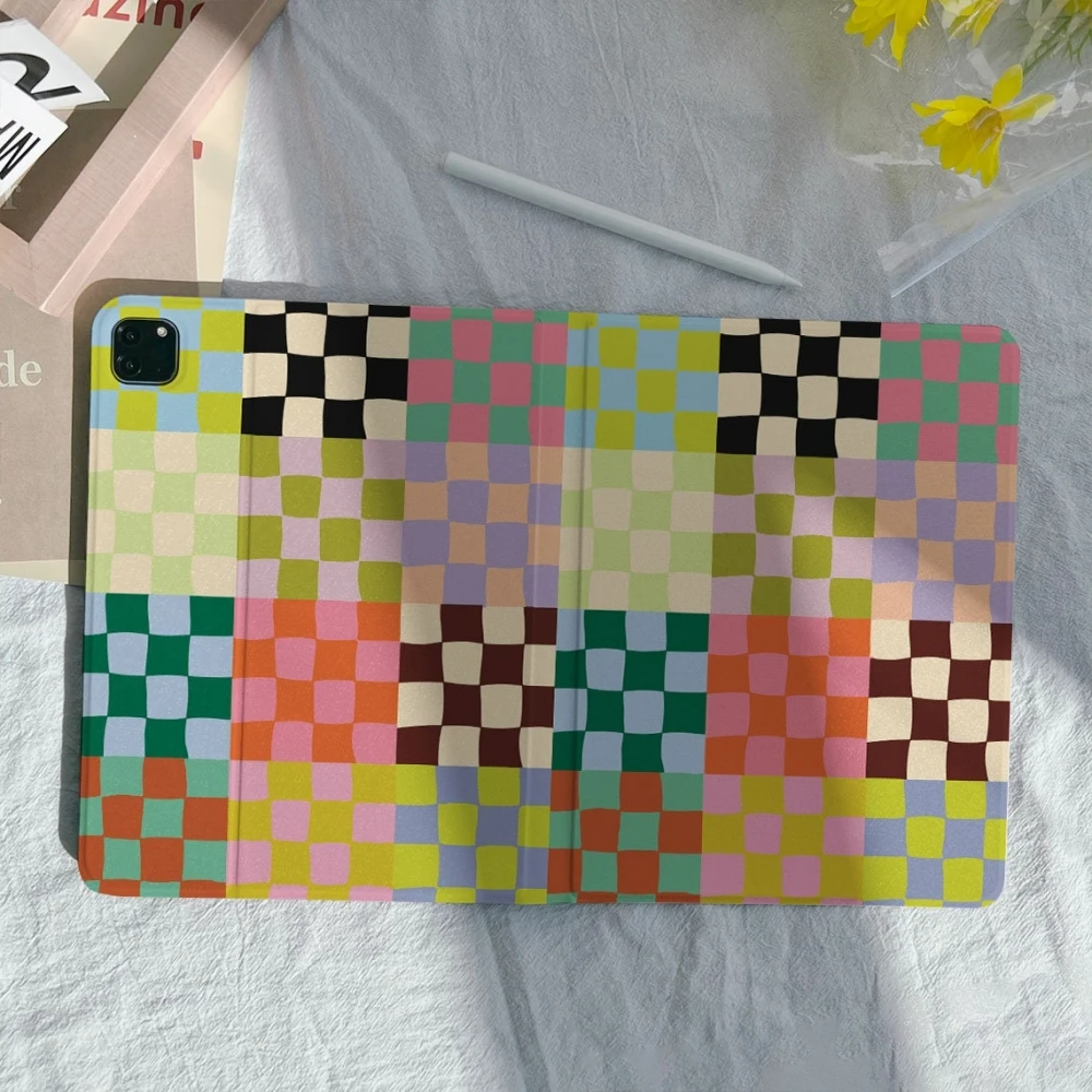 Mosaic Square With Pencil Holder iPad Cover Case for New iPad Air 7th ...