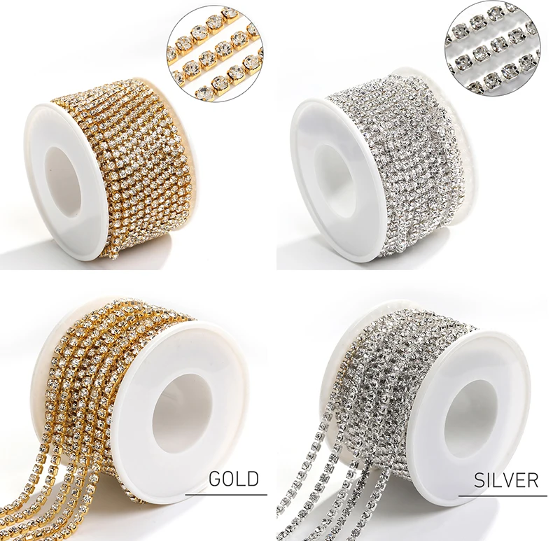 SS4-SS28 Copper Chain Glass Crystal Rhinestone for DIY Handmade ...
