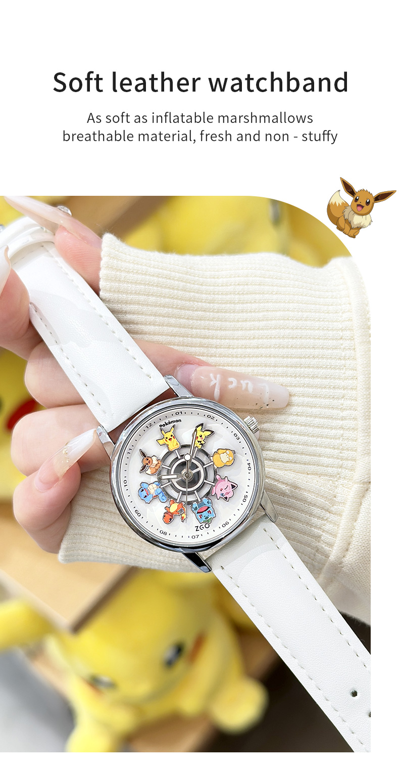 ZGO × Pokémon Quartz Watch For Men Waterproof Carousel Dial School ...