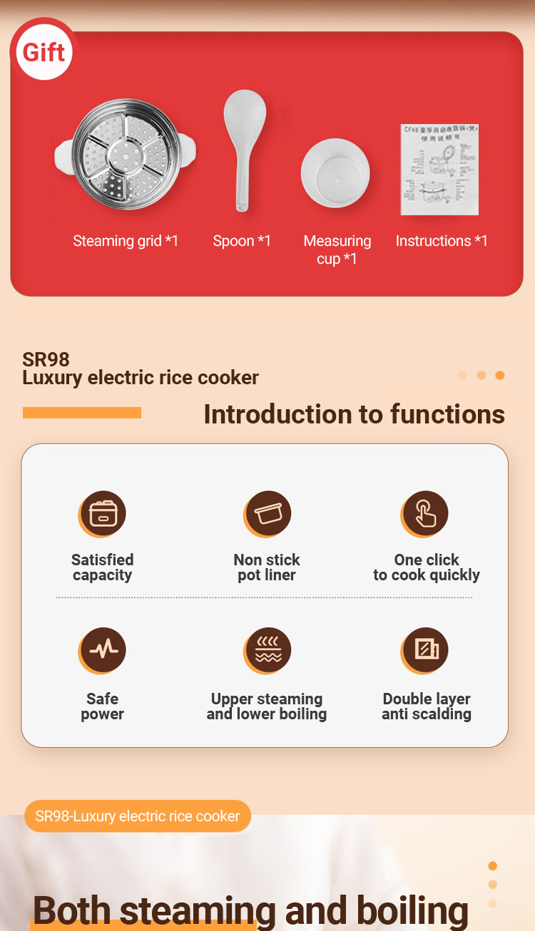 Rice cooker 4L 3L 2L 1.5L rice cooker 1-5 people use non stick pan mini aluminum rice cooker ...