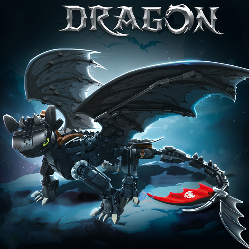 High Difficulty Assembled Toys Black Dragon Toothless Kit 1026pcs ...