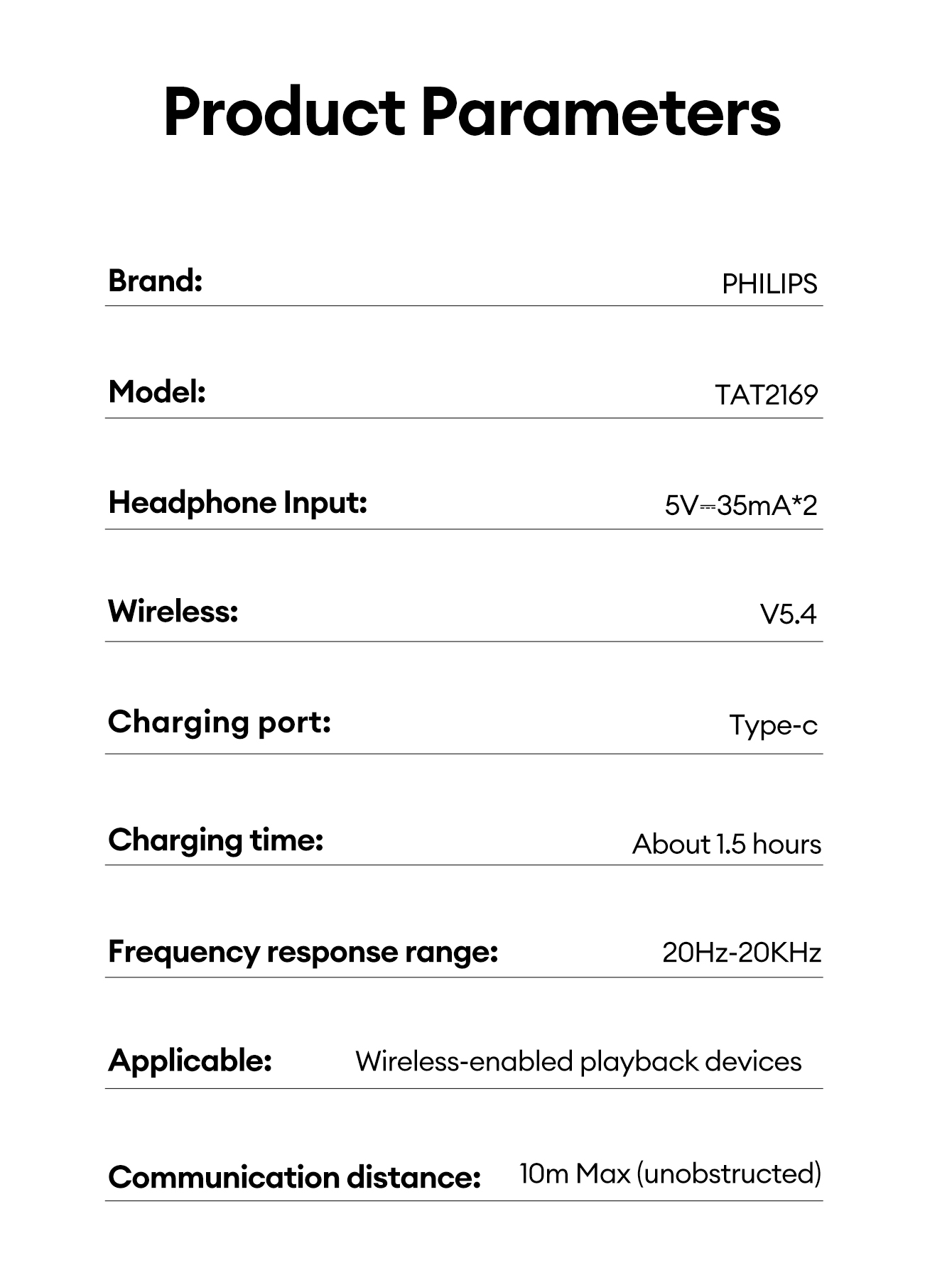 PHILIPS TAT2169 Wireless Bluetooth Earphone Super Battery Life AI Noise ...