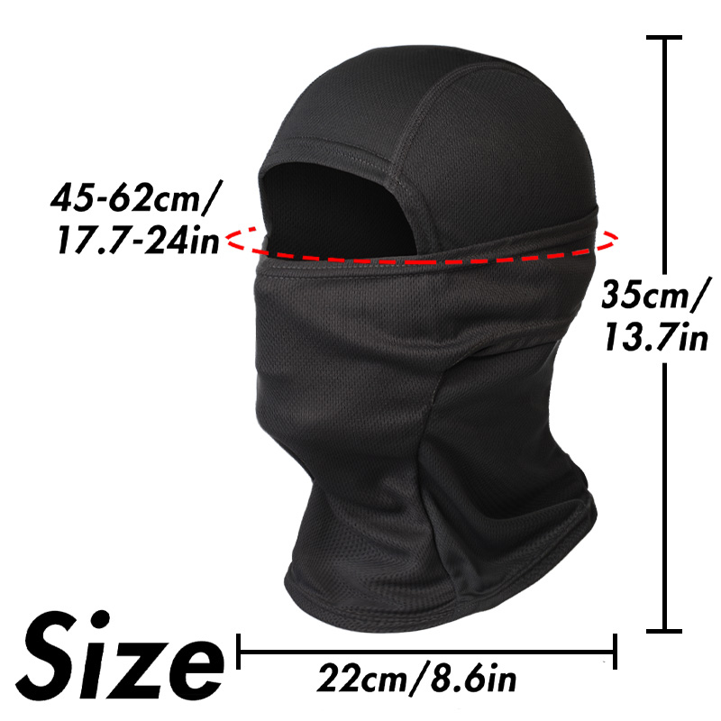 Black Balaclava Motorcycle Full Face Mask - Breathable, Comfortable ...