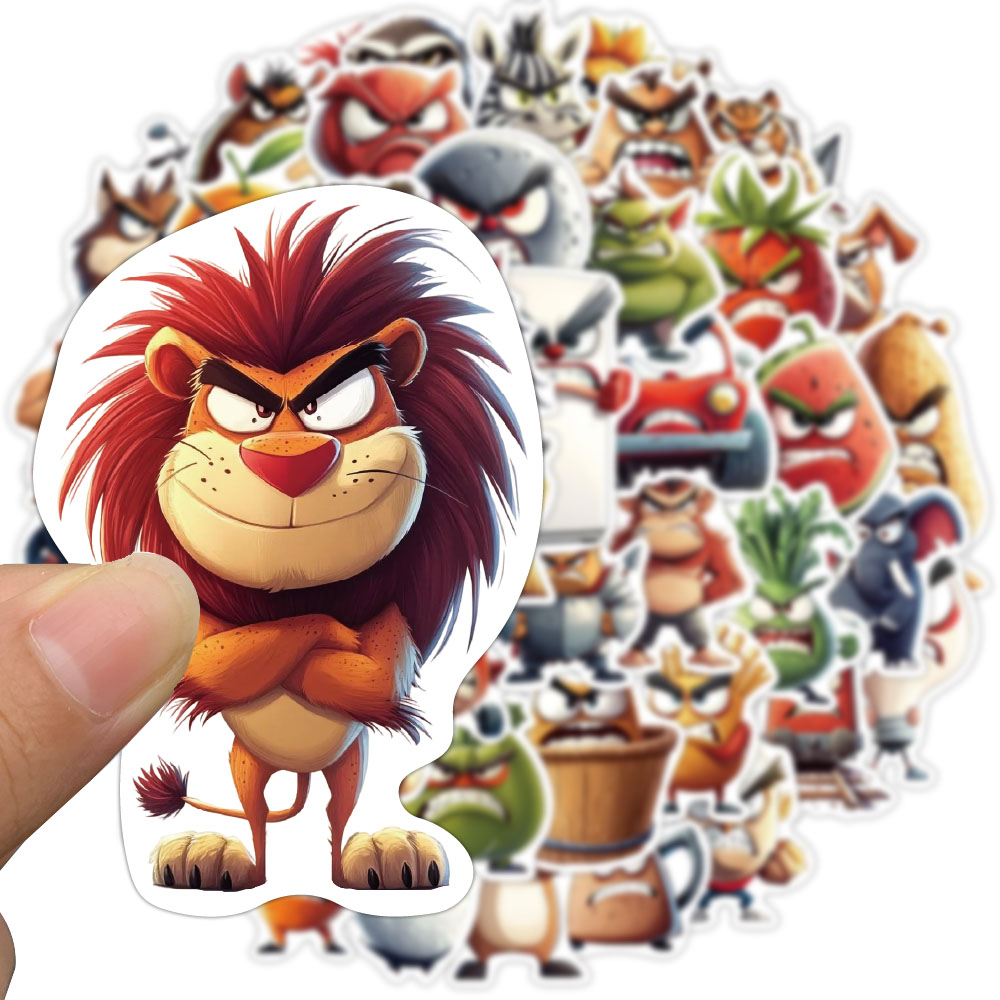 [Large Sticker]50pcs Angry Funny Animals Plants Stickers for Laptop ...