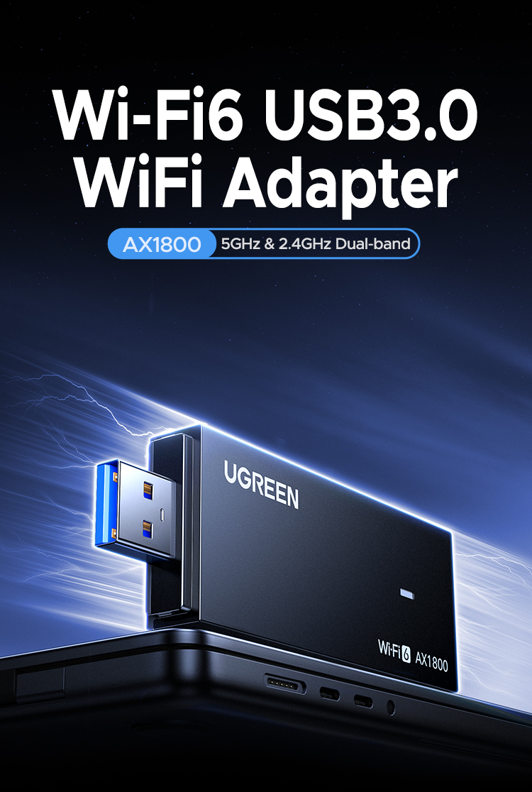 UGREEN AX1800 WiFi Adapter WiFi6 USB3.0 5G&2.4G Dual-band USB WiFi for ...