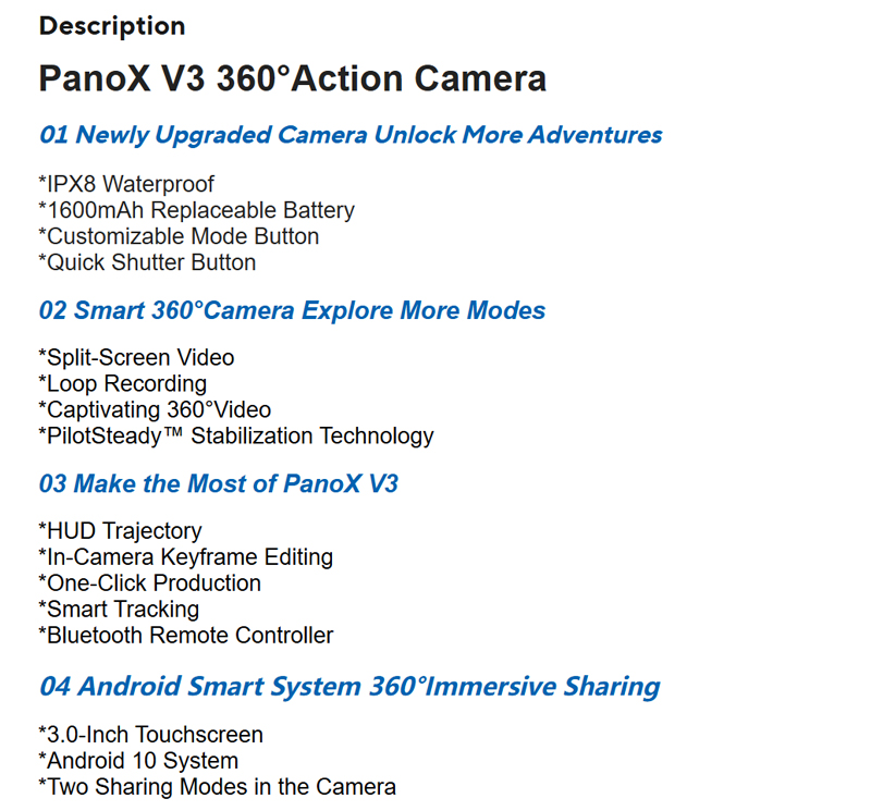 [Ready Stock] PanoX V3 8K Video IPX8 Waterproof Action Camera 5.7K Split-Screen Stabilization ...