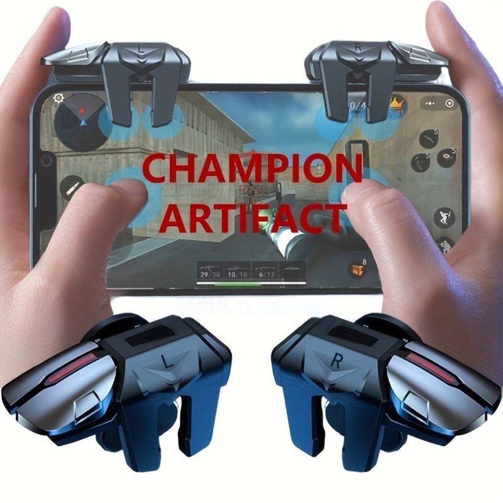 New 6-Finger Trigger for PUBG Mobile Gaming Controller, Sensitive Shooting Gamepad with L1 R1 ...