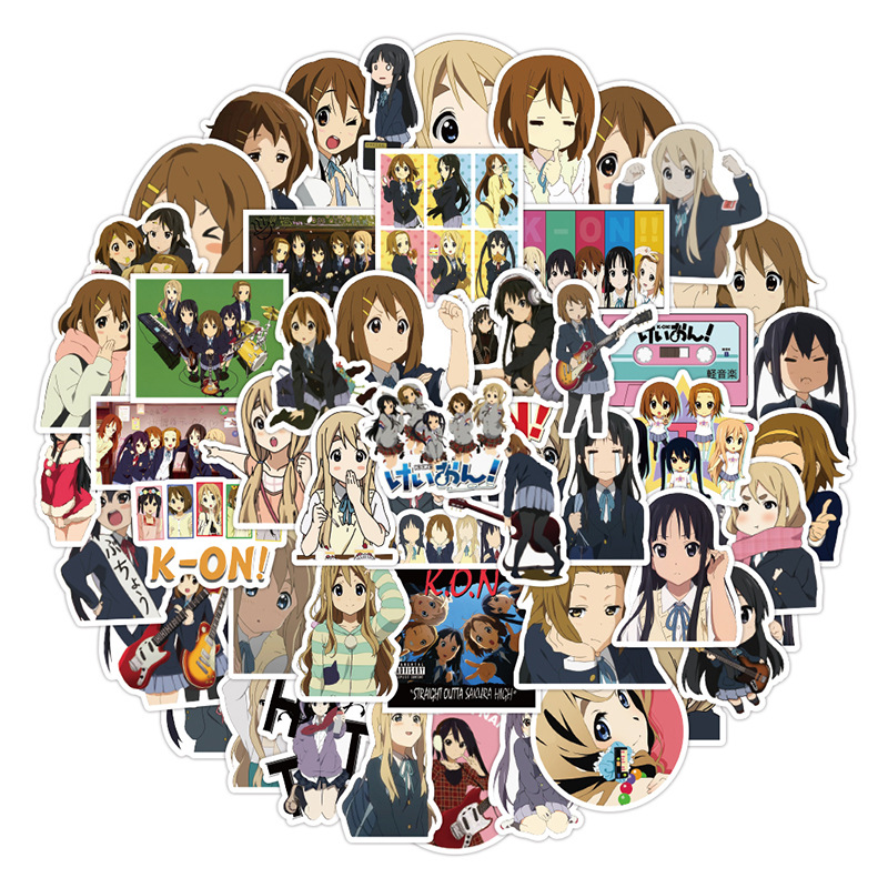 50pcs Anime K-ON!Stickers Kawaii Girl Yui Mio Ritsu Tsumugi Sticker ...