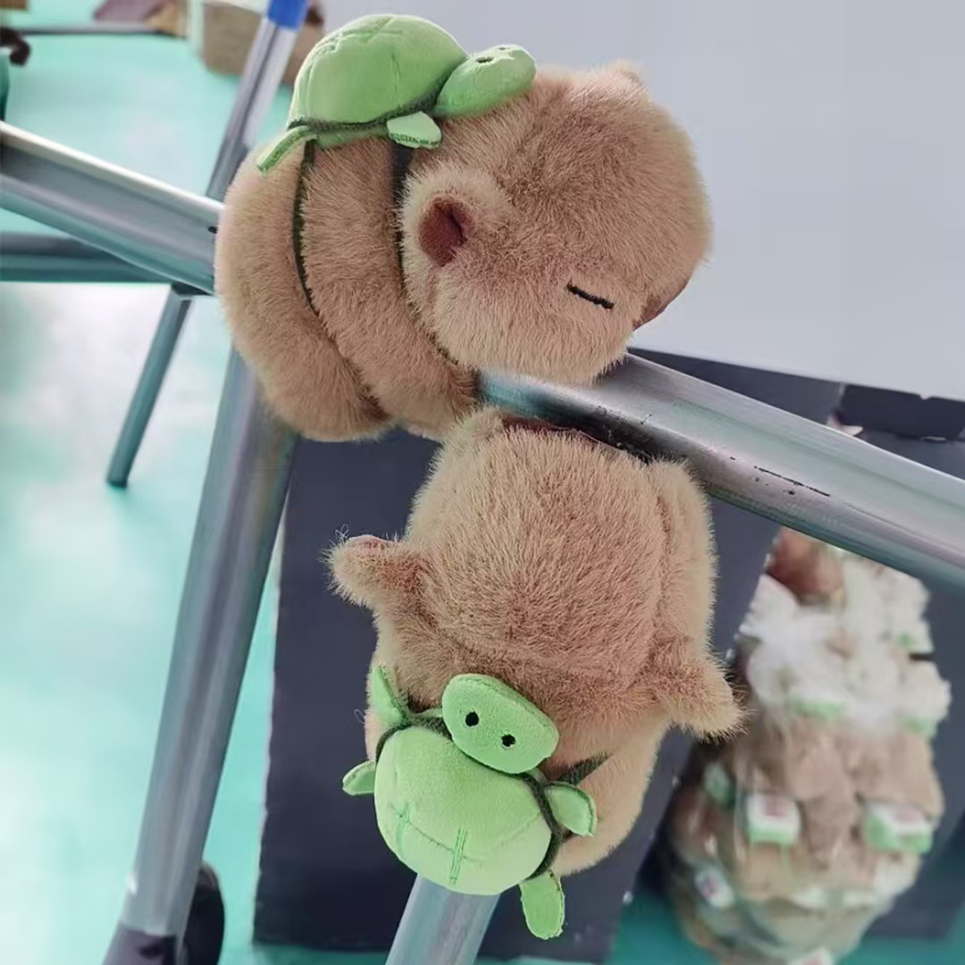 Capybara Plush (17cm) Bracelet Slap Band & Turtle Backpack – Cute Soft ...