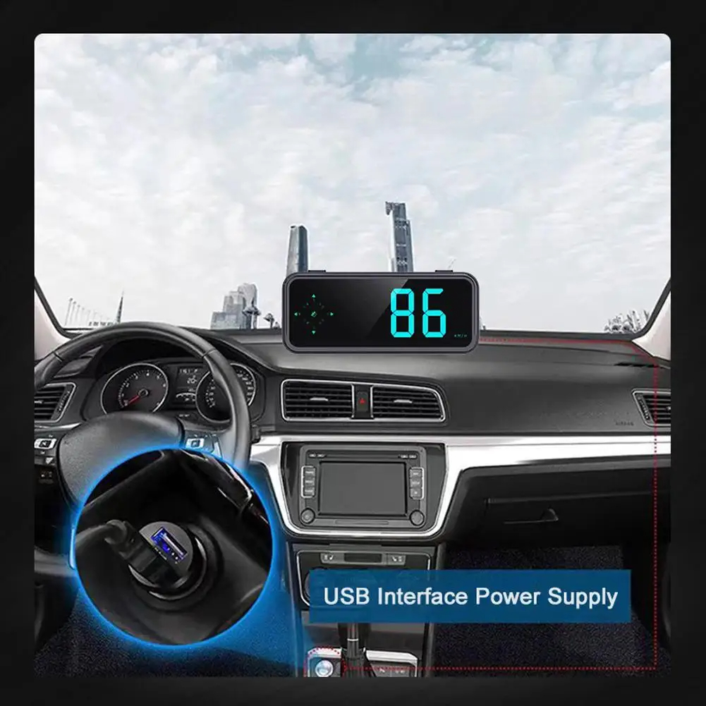 Universal Mini LED Digital Speedometer GPS Car HUD Head Up Display KMH ...