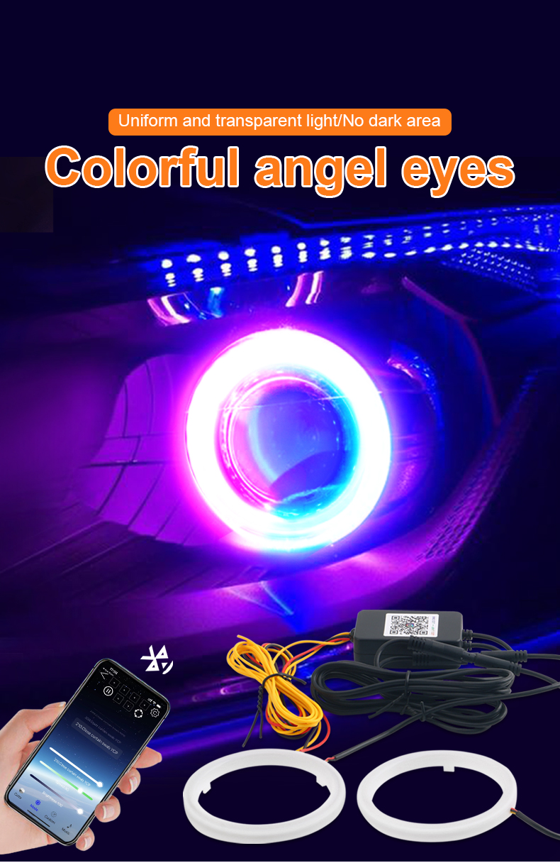 2PCS RGB Cotton LED Angel Eyes Halo Ring for Car 60/70/80/90/95/100/110 ...