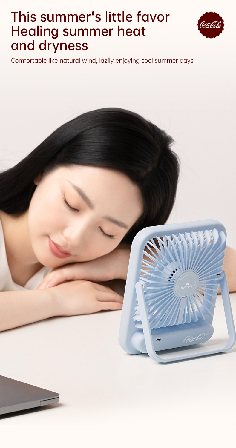 Coca-Cola C3 outdoor co-branded small fan with five-speed adjustable wind power, convenient to ...