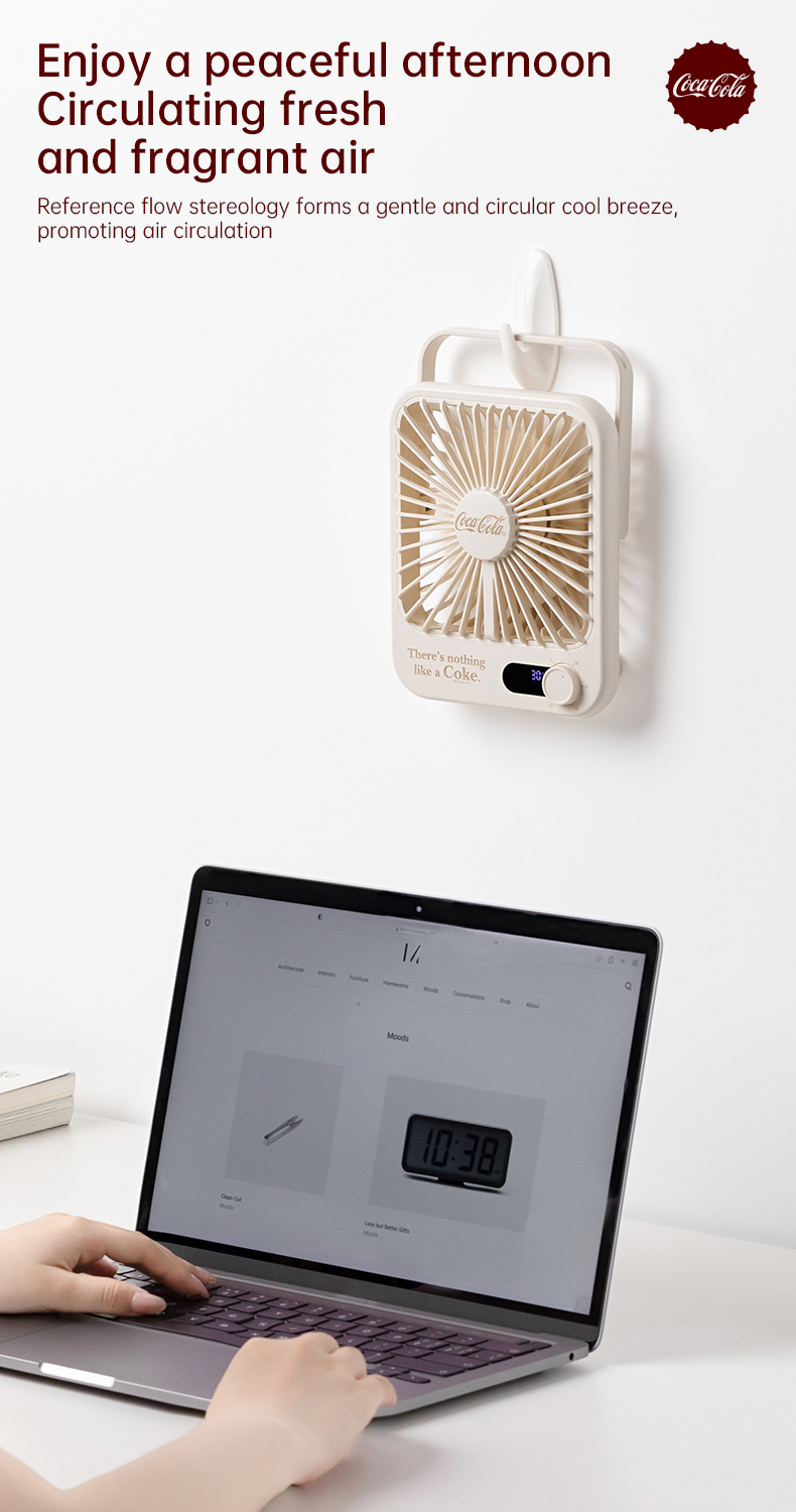 Coca-Cola C3 outdoor co-branded small fan with five-speed adjustable wind power, convenient to ...