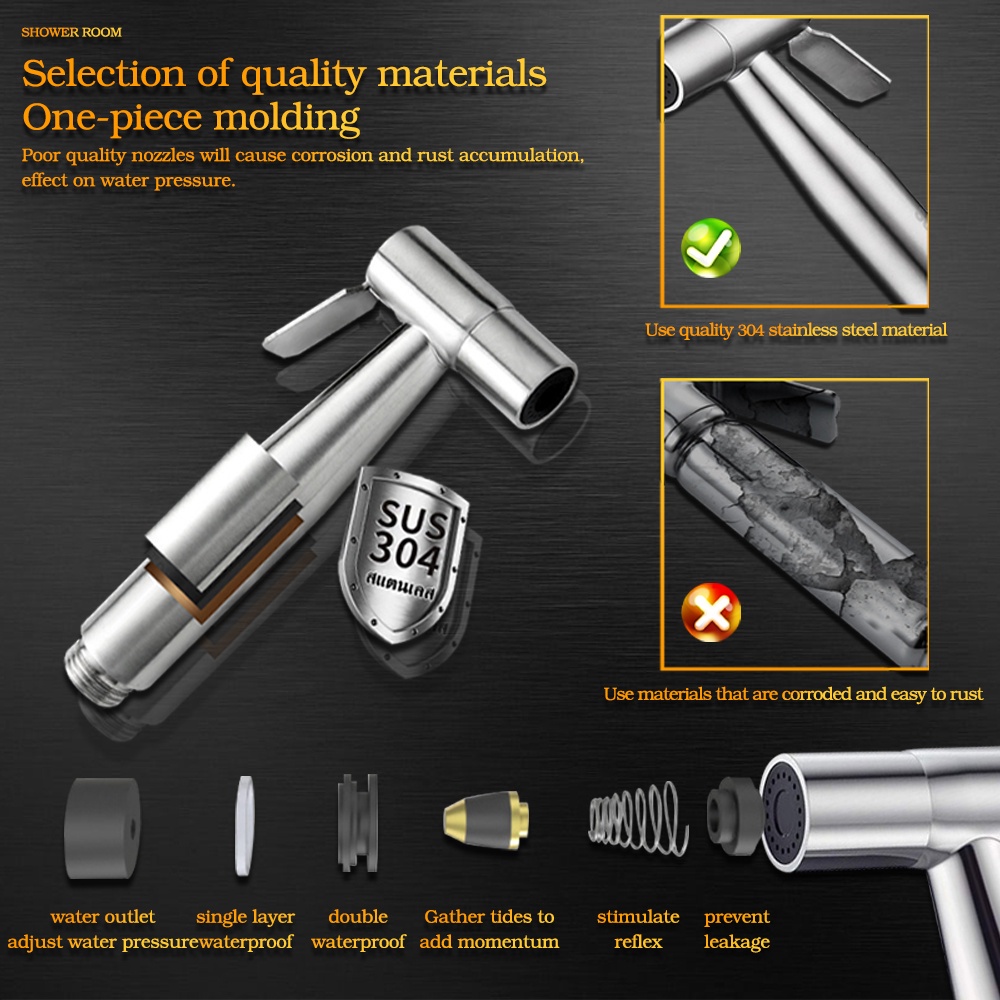 Stainless Steel 304 Bidet Set Heavy Duty Bidet Spray Set For Bathroom ...