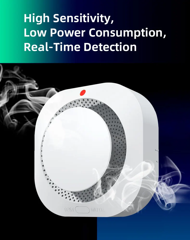 Smart Smoke Fire Alarm Sensor for Home Warehouse, Independent Security ...