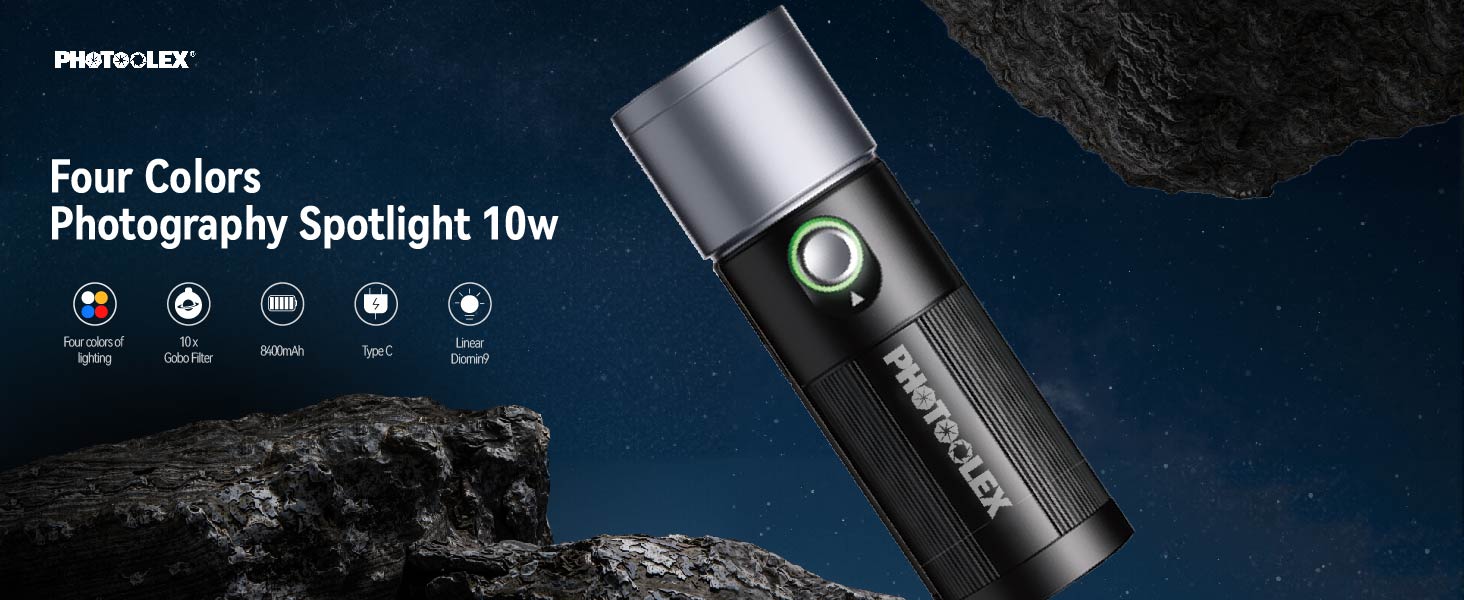 PHOTOOLEX Official Release Four Colors Photography Flashlight Set 10W ...