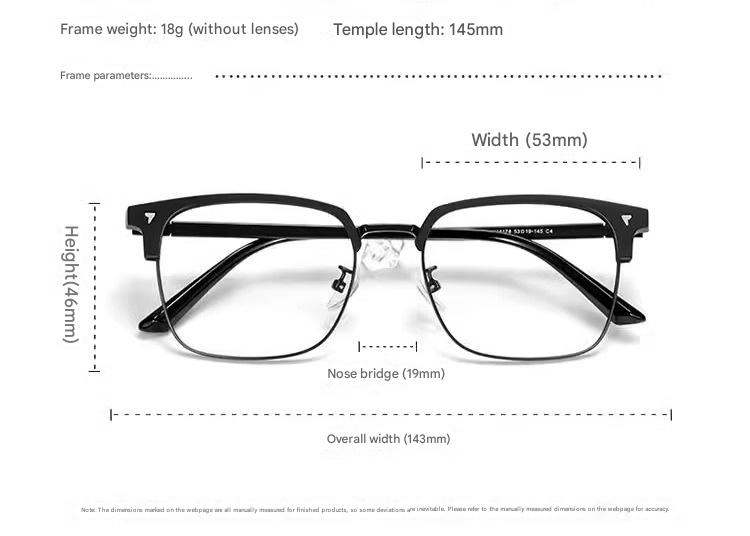 Photochromic Anti Blue Light Glasses Rectangle Semi Rimless For Men ...