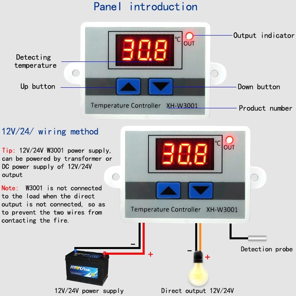 W3001 220V Digital Temperature Controller Blower Fan Digital ...