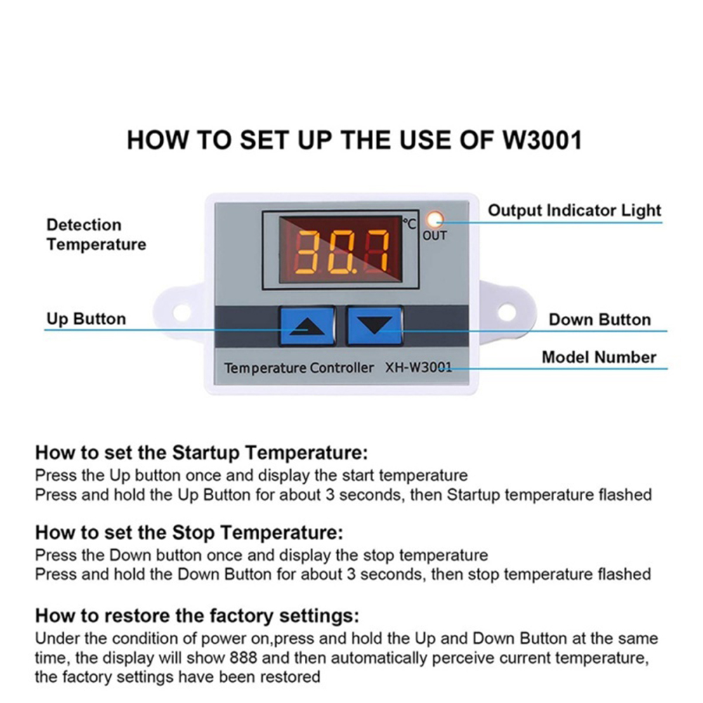 W3001 220V Digital Temperature Controller Blower Fan Digital ...