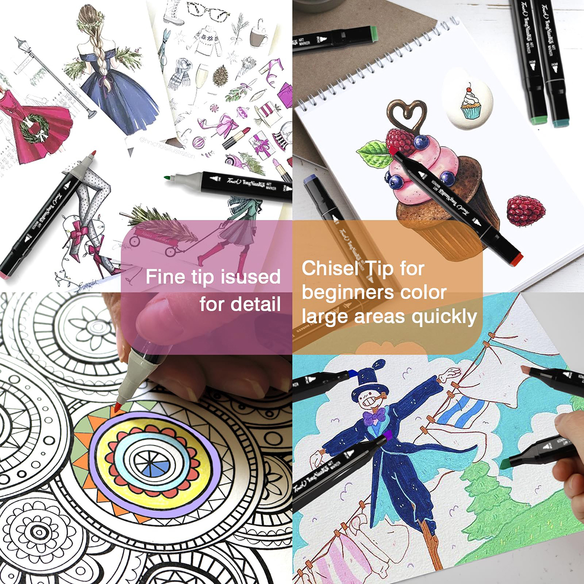 24/36/48/60/80 Color Marker Pen Set with Double-head/touch Marker Pen ...