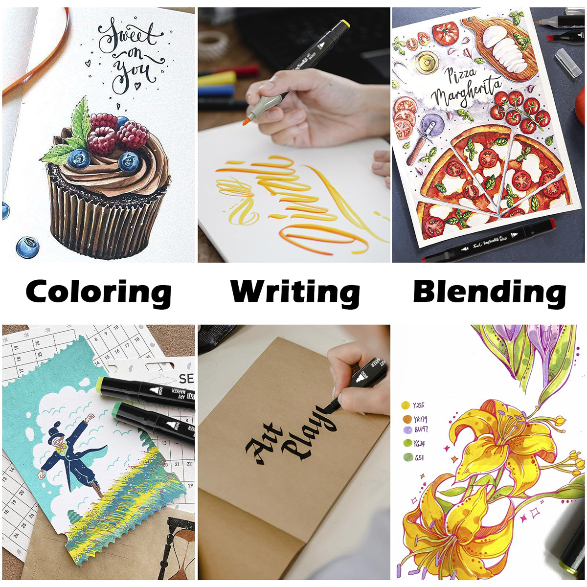 24/36/48/60/80 Color Marker Pen Set with Double-head/touch Marker Pen ...