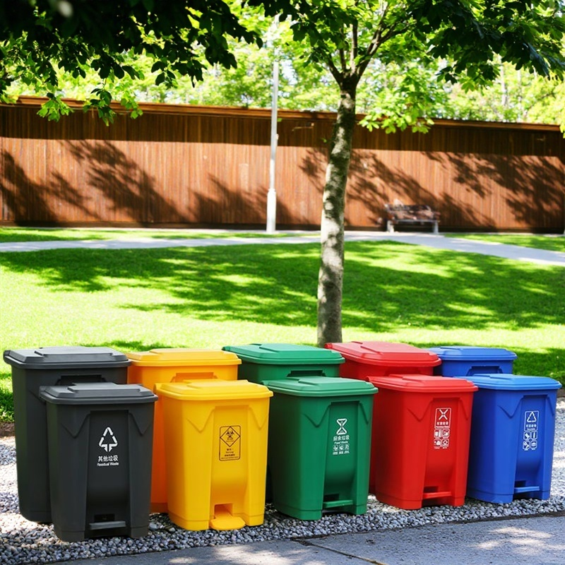 Heavy Duty Plastic Trash Bin 20L 30L 50L 80L 100L with Step Foot Pedal ...